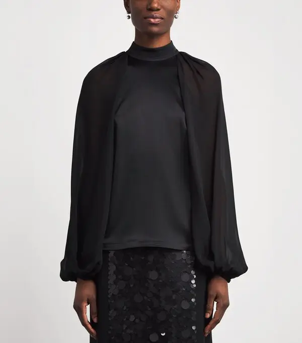 JOSEPH Satin Blouse With Voluminous Sleeves