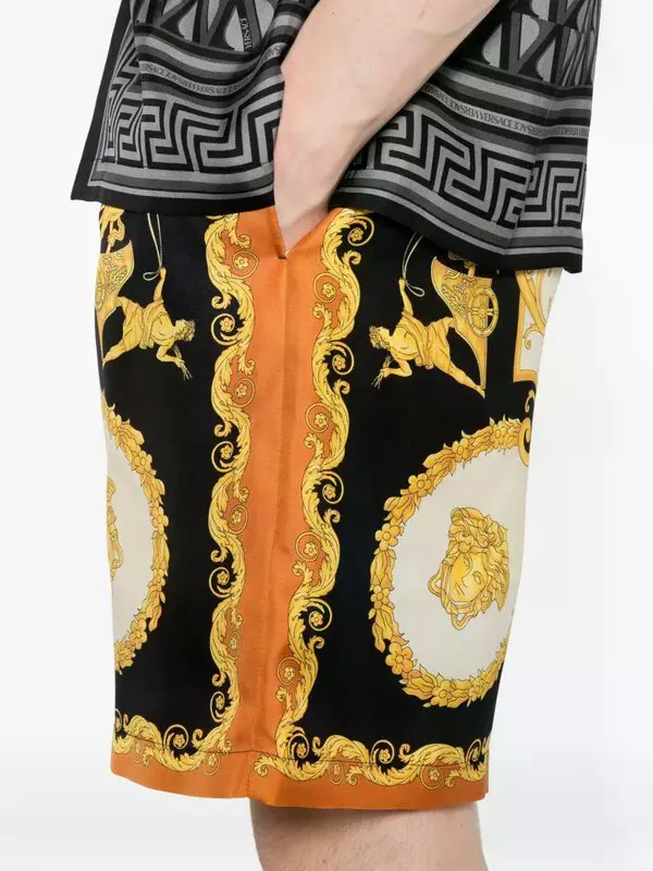 Versace Hall Of Heroes Printed Silk Twill Shorts - Black