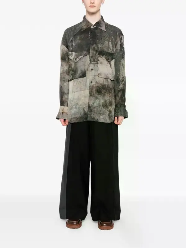 ZIGGY CHEN Digital Print Silk Shirt