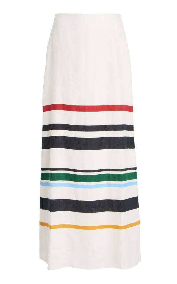 CALA DE LA CRUZ Striped Linen Maxi Skirt - Multi