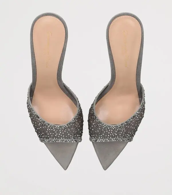 GIANVITO ROSSI Embellished Silk-suede Rania Mules 85