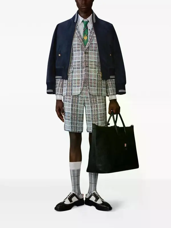 Thom Browne Suede Rib Knit Blouson Jacket - Blue