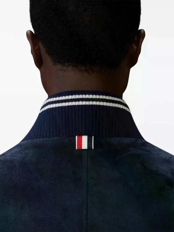 Thom Browne Suede Rib Knit Blouson Jacket - Blue