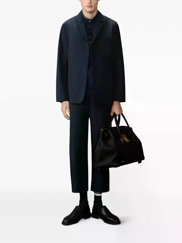 Thom Browne Textured-pique 4-bar Long-sleeved Polo Shirt