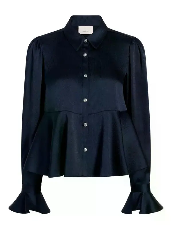 Cinq À Sept Isaure Peplum Satin Shirt - Blue