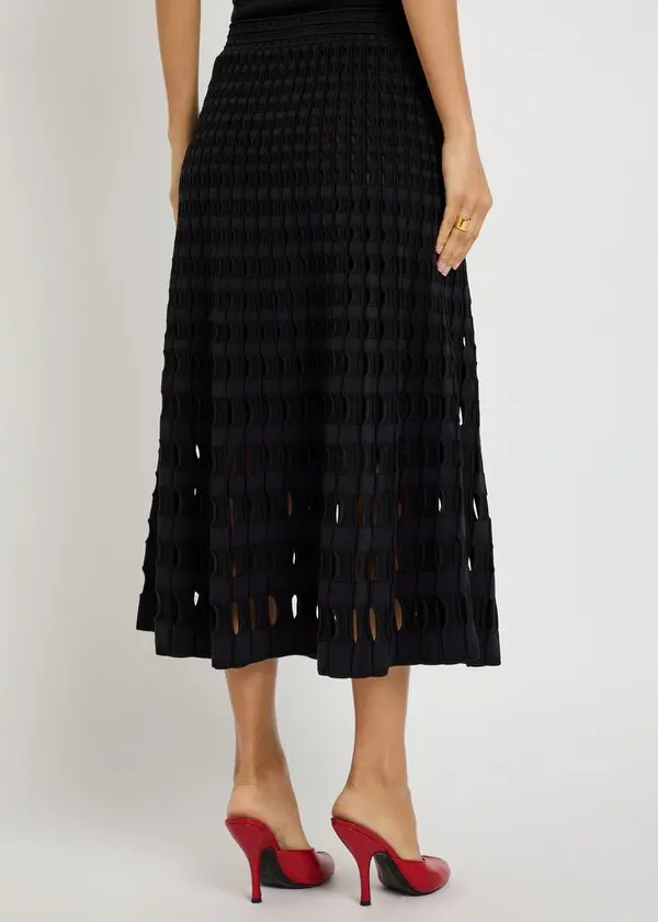 Simkhai Drue Textured Cut-out Knit Midi Skirt - Black