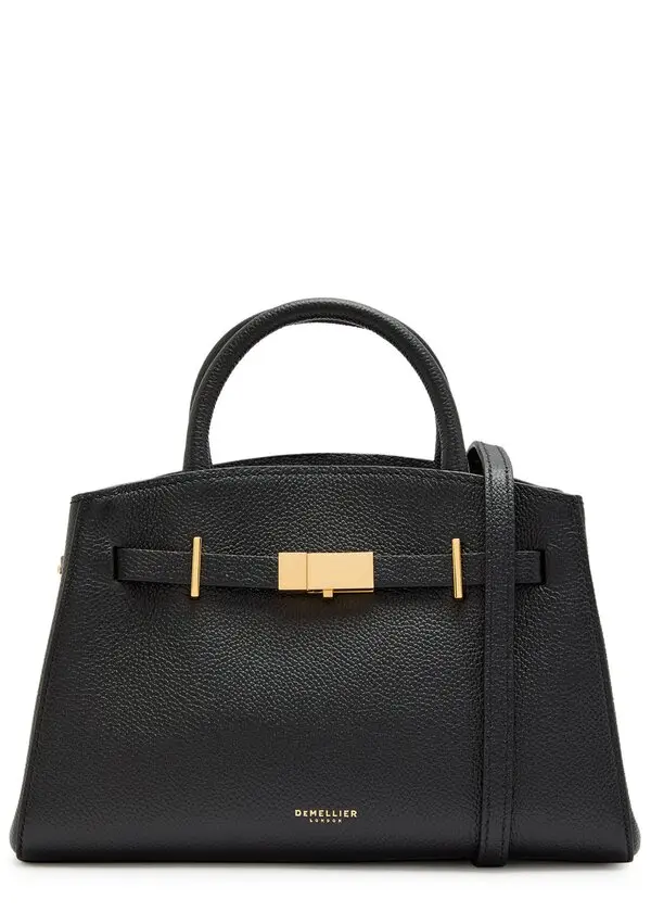 DEMELLIER Small Hudson Grained Leather Top Handle Bag - Black