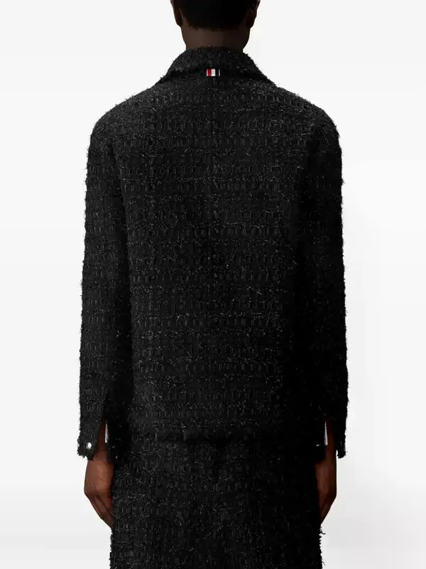 Thom Browne Satin Ribbon Tweed Fray Edge Utility Jacket