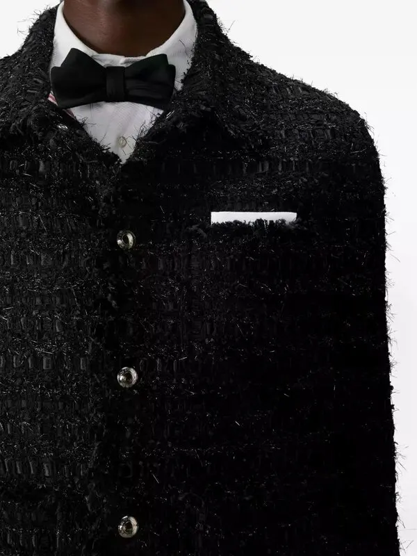 Thom Browne Satin Ribbon Tweed Fray Edge Utility Jacket