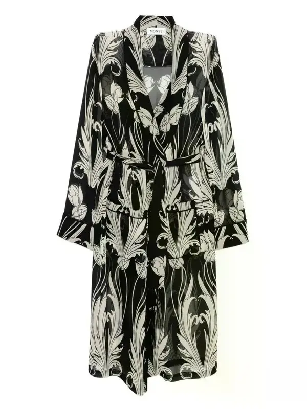 Monse Piped Robe Coat - Black