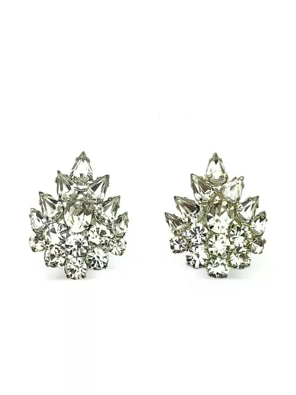 JENNIFER GIBSON JEWELLERY 1980s Crystal Cluster Clip-on Earrings - Silver