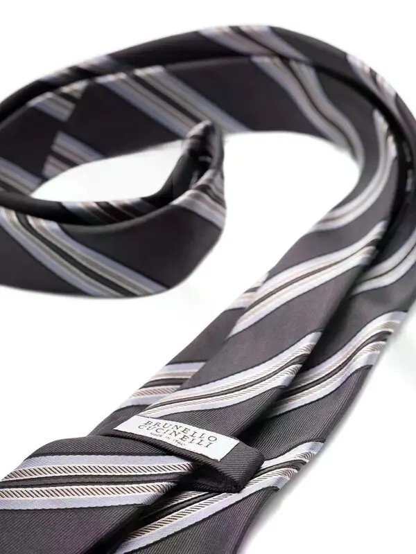 Brunello Cucinelli Striped Silk Tie - C003 Anthracite