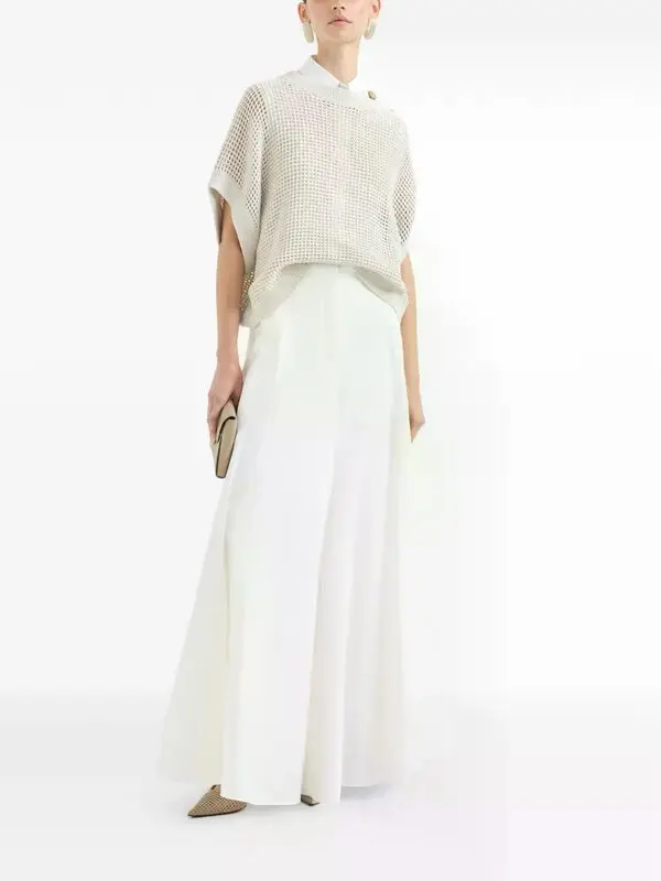 Brunello Cucinelli Buttoned Open-knit Top