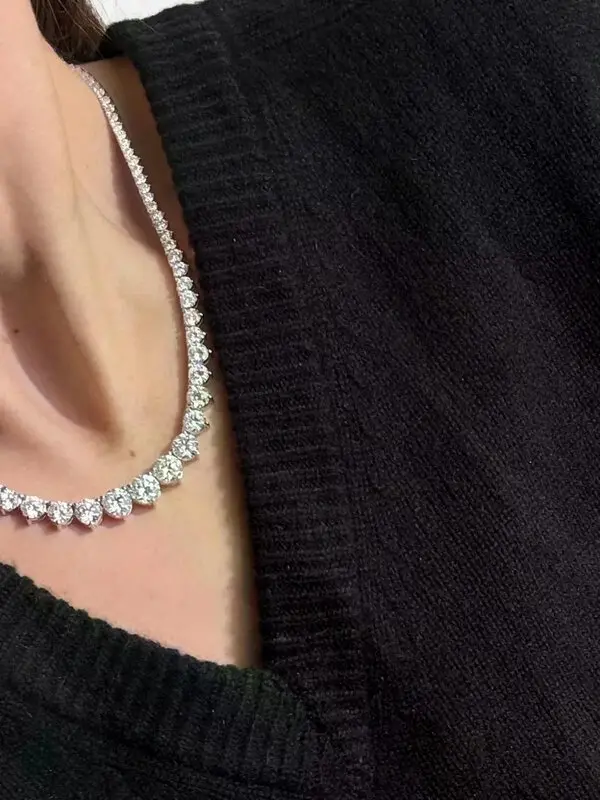 JEWELS AFICIONADO Riviera Diamond Tennis Necklace - Silver
