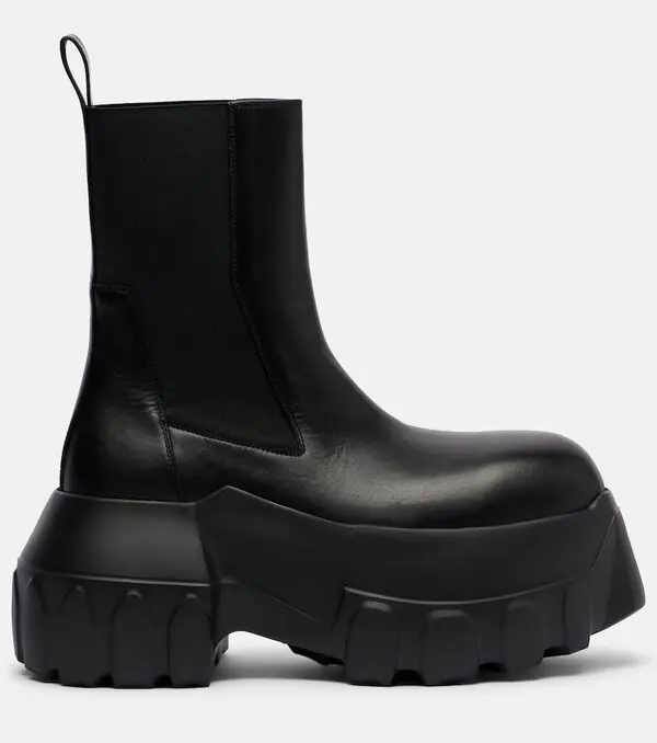 Rick Owens Beatle Mega Tractor Leather Chelsea Boots