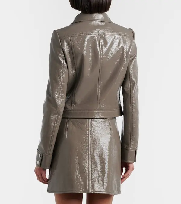 COURREGES Logo Vinyl Cropped Jacket - Grey