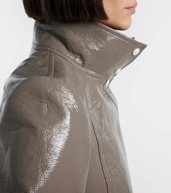 COURREGES Logo Vinyl Cropped Jacket - Grey