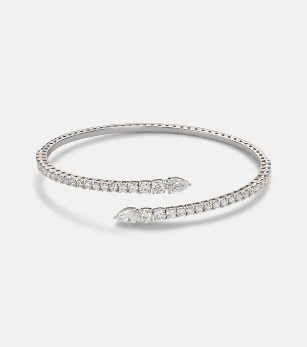 BUCHERER FINE JEWELLERY Classics Twist 18kt White Gold Bangle With Diamonds - Silver