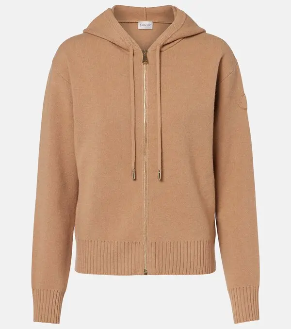 Moncler Wool And Cashmere Zip-up Cardigan - Brown