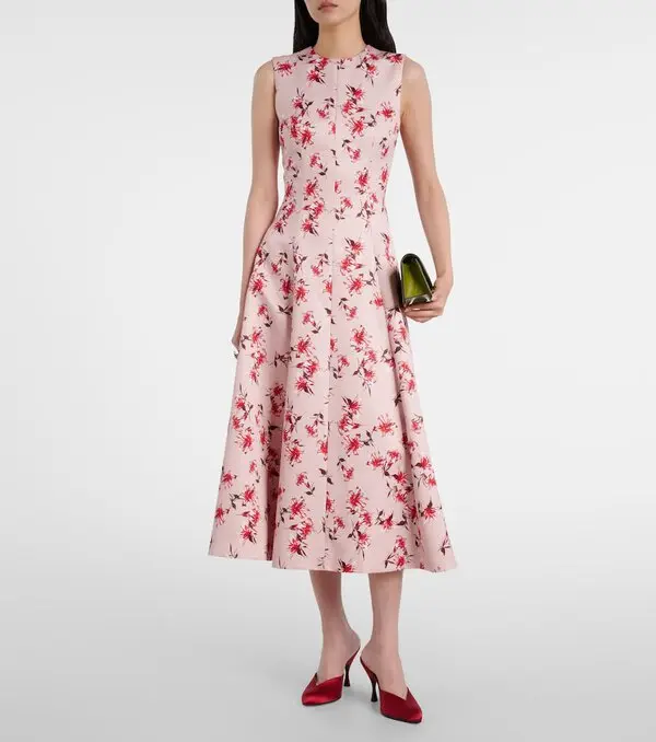 EMILIA WICKSTEAD Mara Floral Faille Taffeta Midi Dress - Pink
