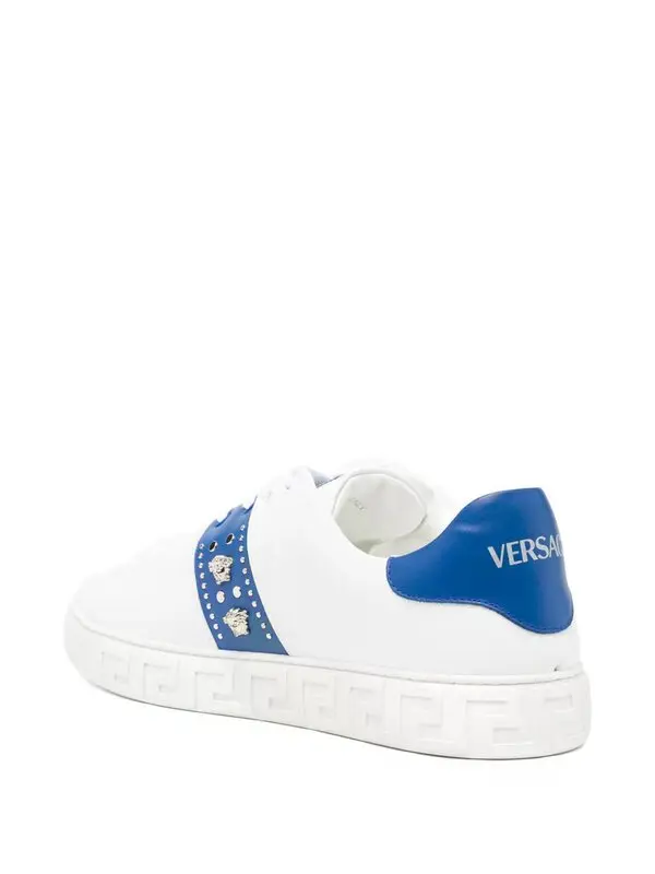 Versace Greca Embellished Leather Low-top Sneakers - White