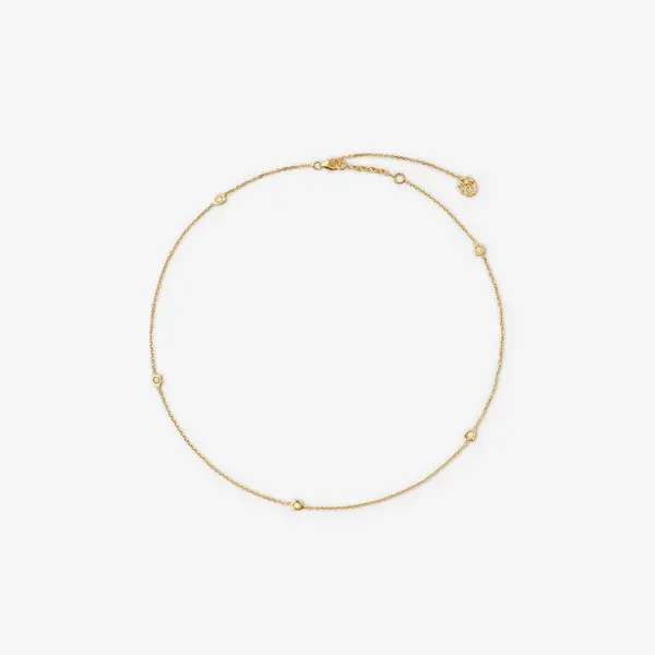 Burberry Sterling Silver Gold-plated Shield Motif Necklace - Gold/clear