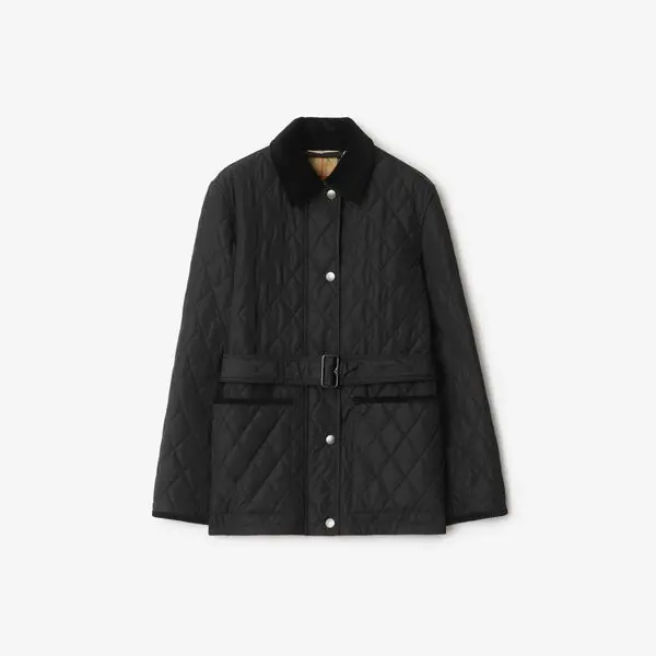 Burberry Quilted Nylon Jacket With Signature Check Lining - Black
