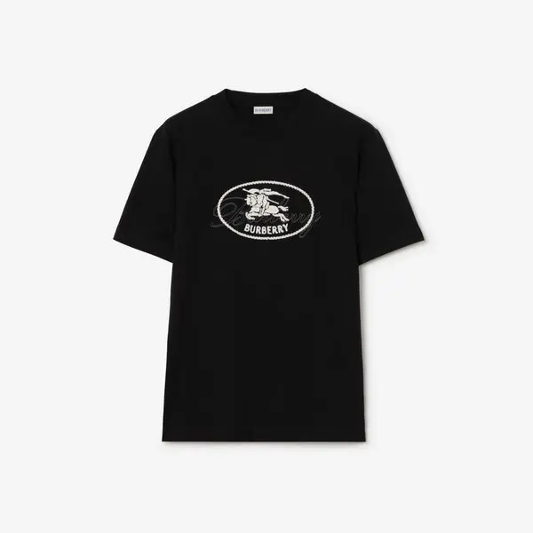 Burberry Knight Stamp Cotton T-shirt - Black