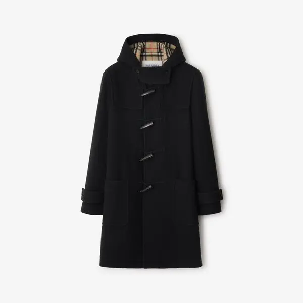 Burberry Mid-length Wool Duffle Coat - Black