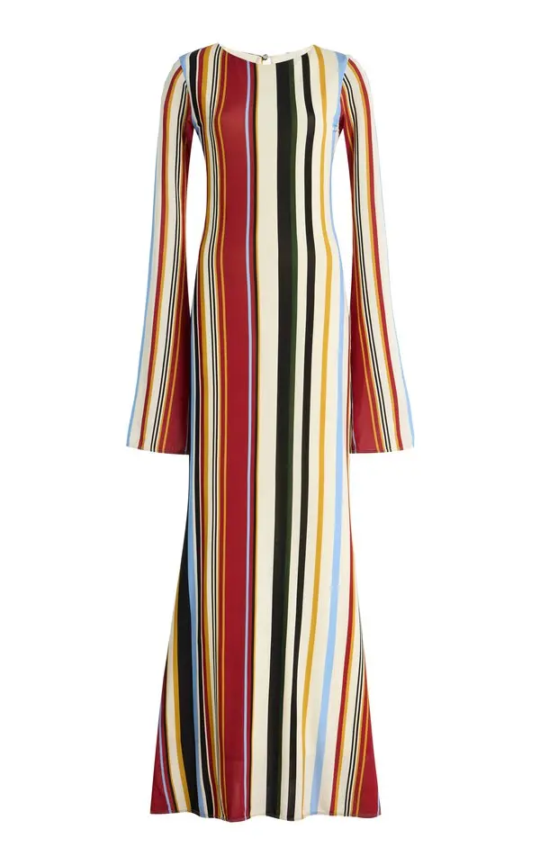 CALA DE LA CRUZ Amay Striped Jersey Maxi Dress