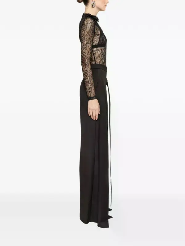 NISSA Layered Wide-leg Trousers - Black