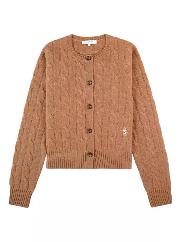 Sporty & Rich Cable-knit Buttoned Cardigan - Brown