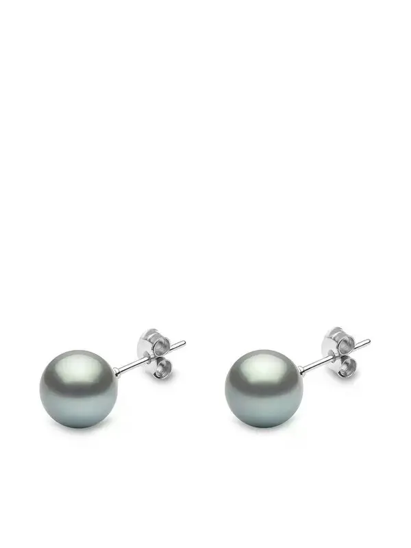 Yoko London 18kt White Gold Tahitian Pearl Stud Earrings - Silver