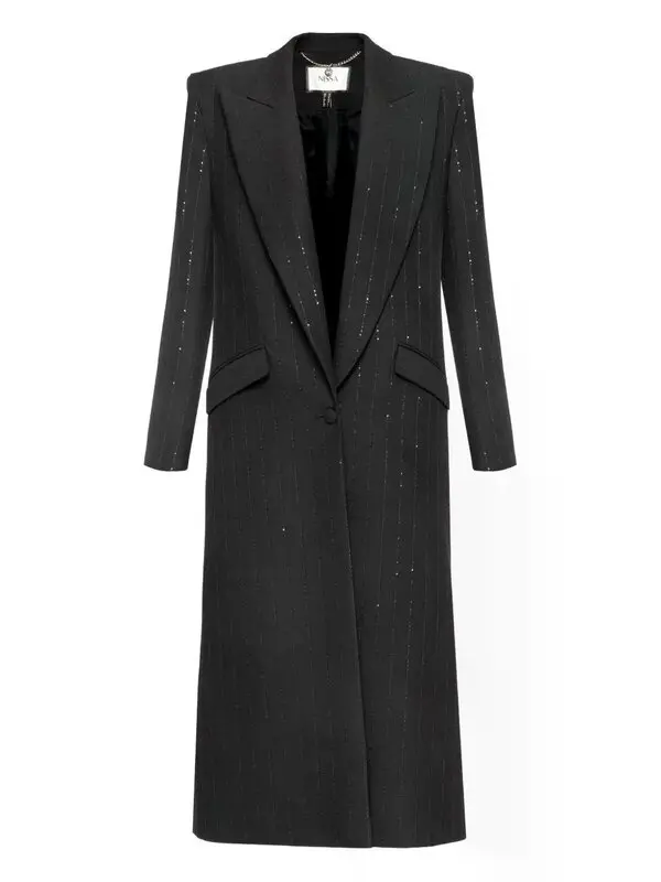 NISSA Sequin-embellished Peak Lapel Coat