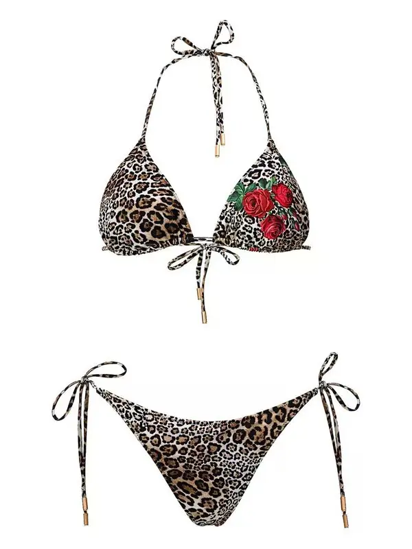 SOFIA ERHAN Leopard-print Bikini With Rose Embellishment