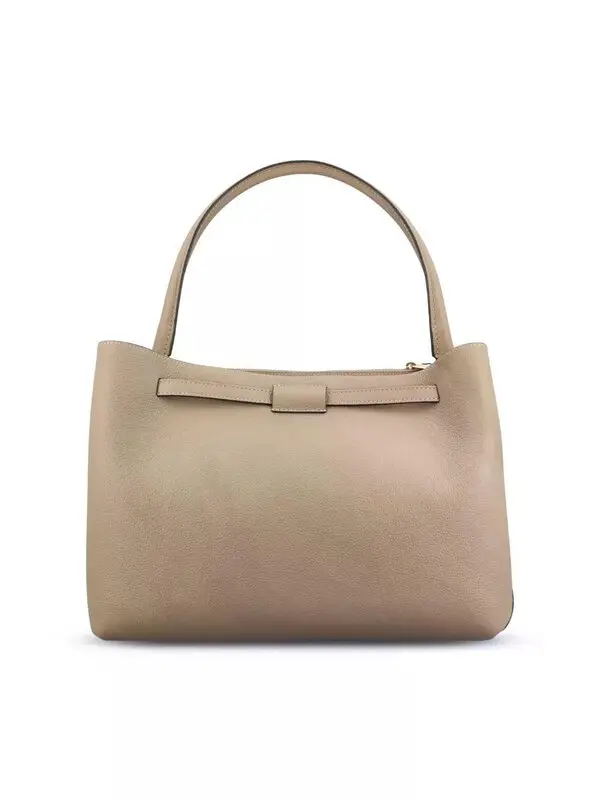 TOD'S Small Leather Tote Bag With Metal Detail - Grey
