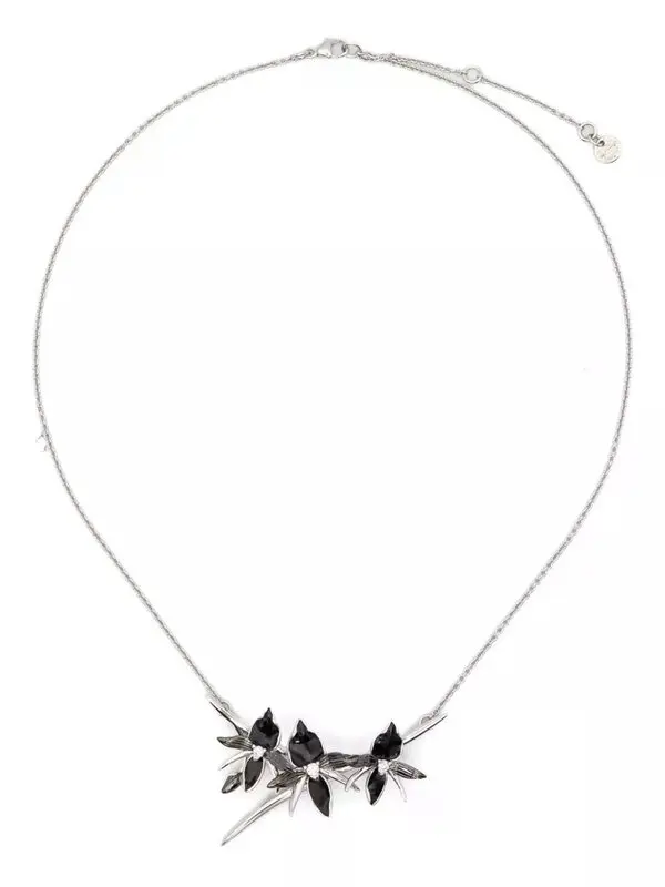 SHAUN LEANE Sterling Orchid Flower Diamond Necklace - Silver