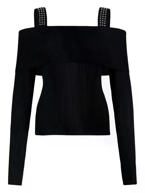 Liu Jo Off-the-shoulder Embellished Sweater - Black