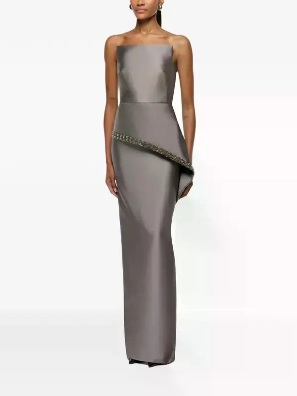 Roland Mouret Square-neck Gown With Crystal Trim