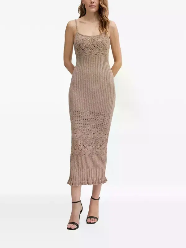Guess Shinju Midi Dress With Ruffled Hem And Adjustable Straps