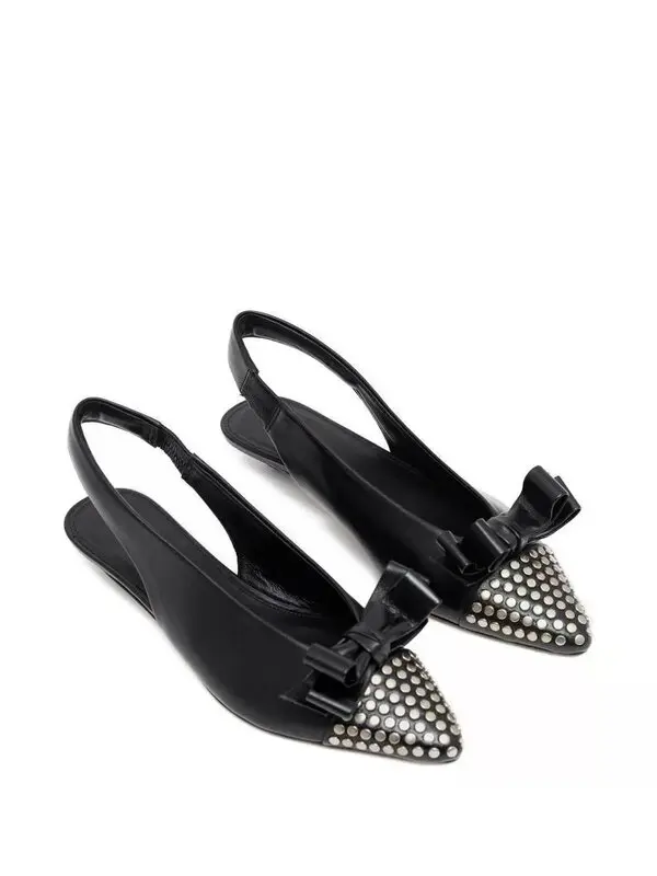 Chloé Slingback Kitten Heel Sandals With Bow And Stud Detailing