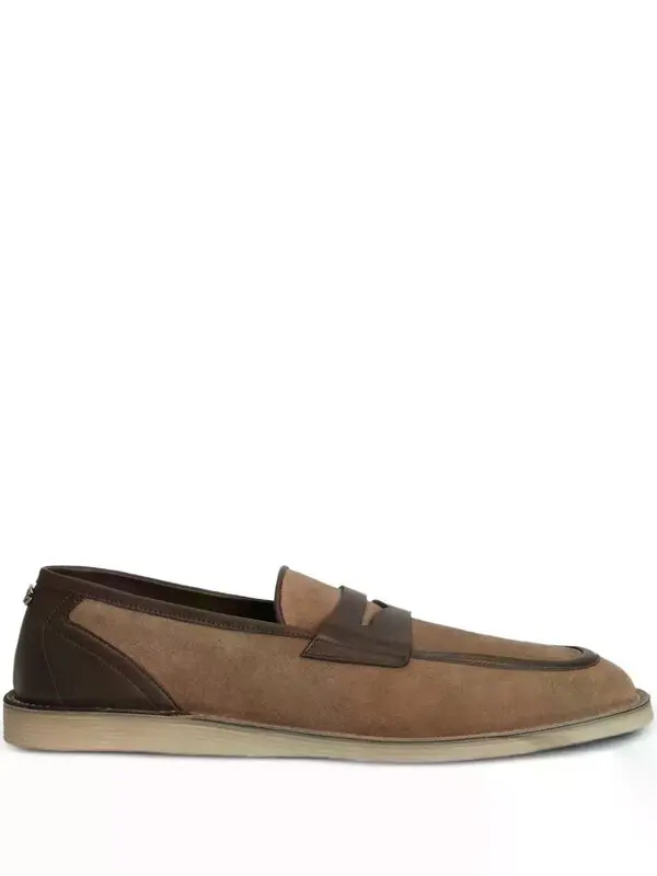 Dolce & Gabbana Logo Plaque Loafers - Brown