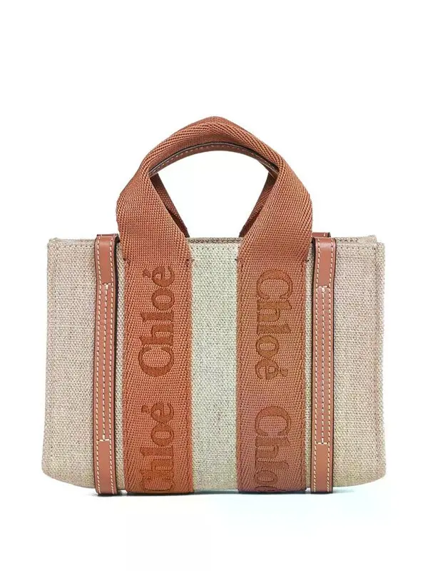 Chloé Woody Logo-embroidered Tote - Neutrals