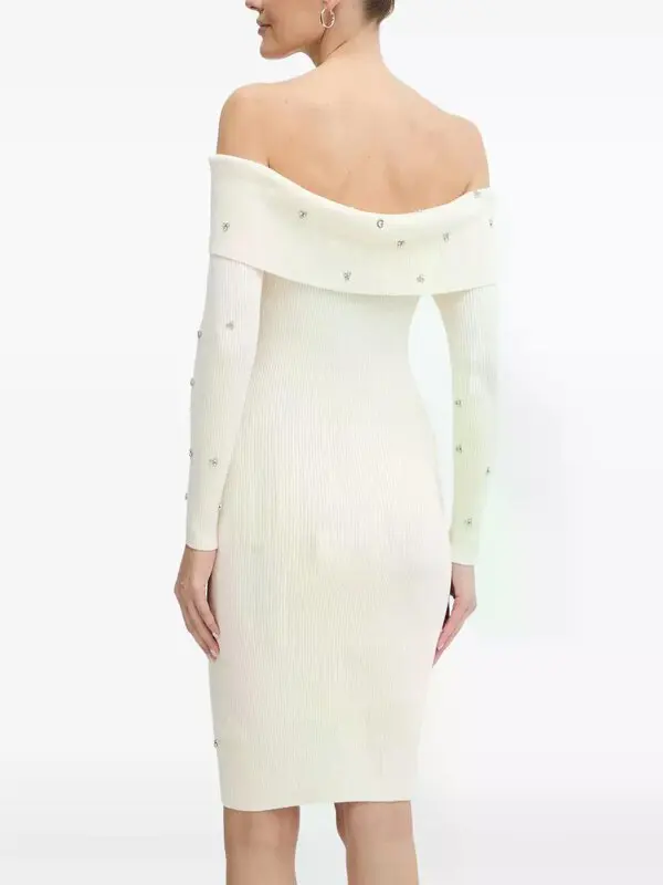 Guess Rhinestone Embellished Off-shoulder Mini Dress