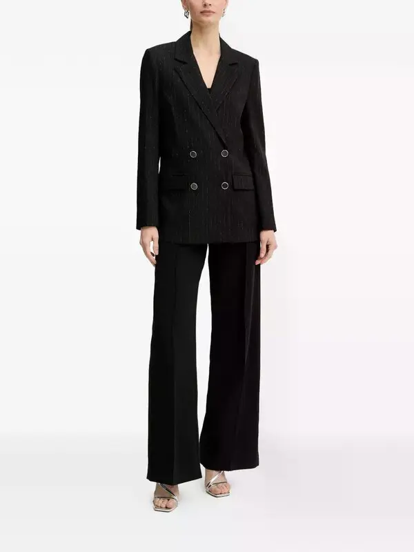Guess Double-breasted Pinstriped Blazer
