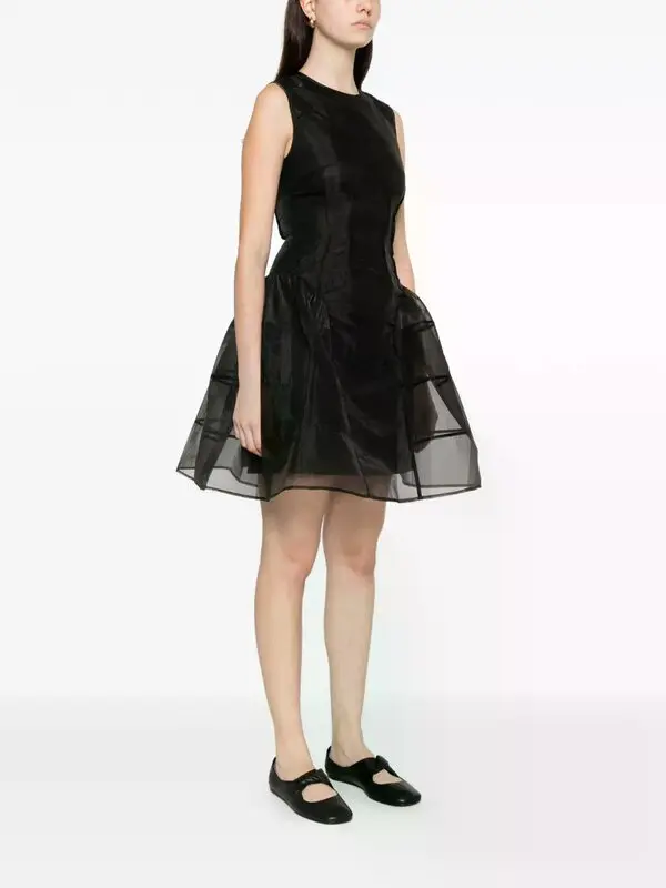Cecilie Bahnsen Sleeveless Gathered Sheer Mini Dress - Black