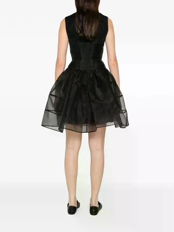 Cecilie Bahnsen Sleeveless Gathered Sheer Mini Dress - Black