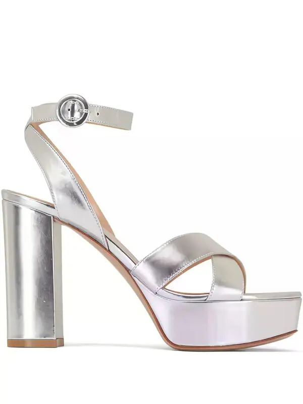 GIANVITO ROSSI Sabrina Platform Buckle Sandals - Silver