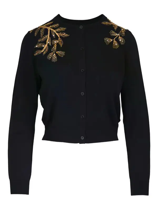 Carolina Herrera Embellished Leaf Cardigan
