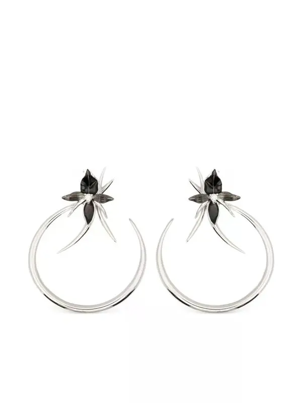 SHAUN LEANE Black Orchid Diamond Hoop Earrings - Silver